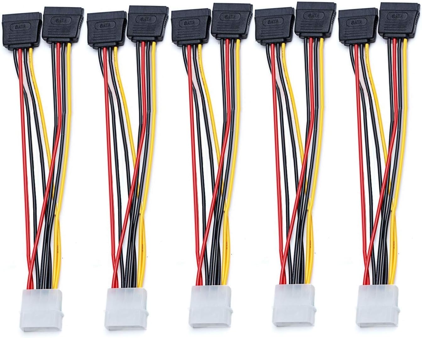 LOT OF 10 6 IDE/Molex 4-Pin to DUAL SATA 15-Pin Power Splitter Y ...