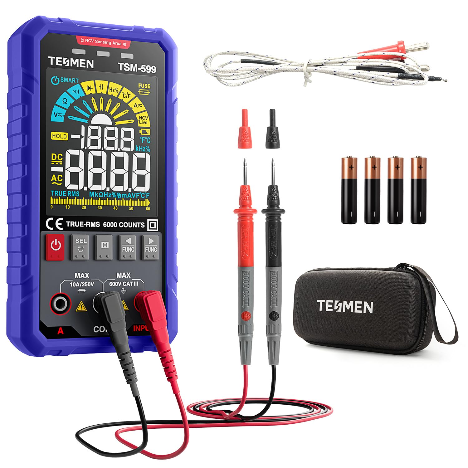 TESMEN TSM-599 Smart Digital Multimeter, Auto&Manual Measurement, TRMS ...