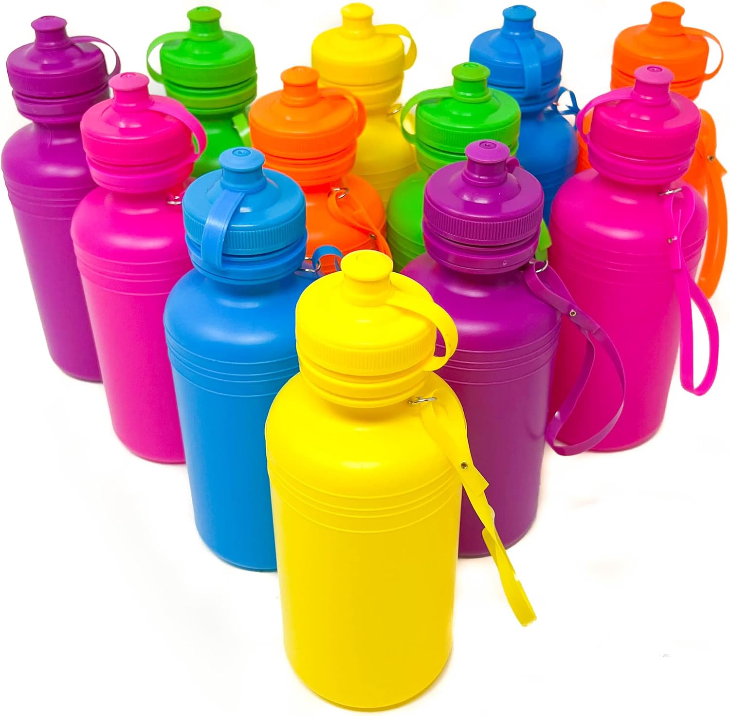 Amazon.com: 12 Neon Plastic Water Bottles - Sports Team Water Bottles ...