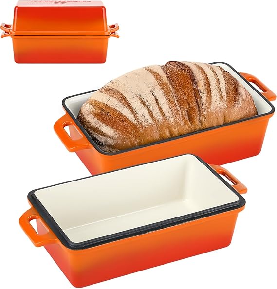 Amazon.com: Northriver Casting Enameled Cast Iron Loaf Pan with Lid ...