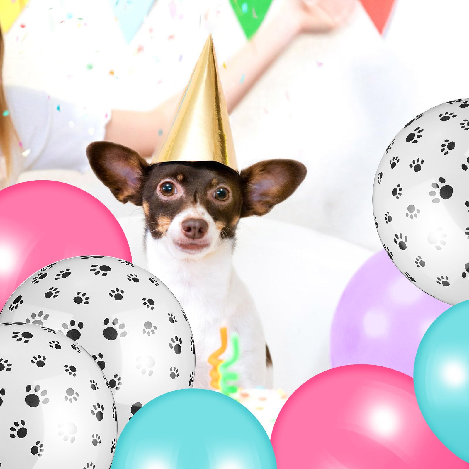 Pastel Birthday Decorations Dog Paw Print Balloons - 50 Piece Pastel ...