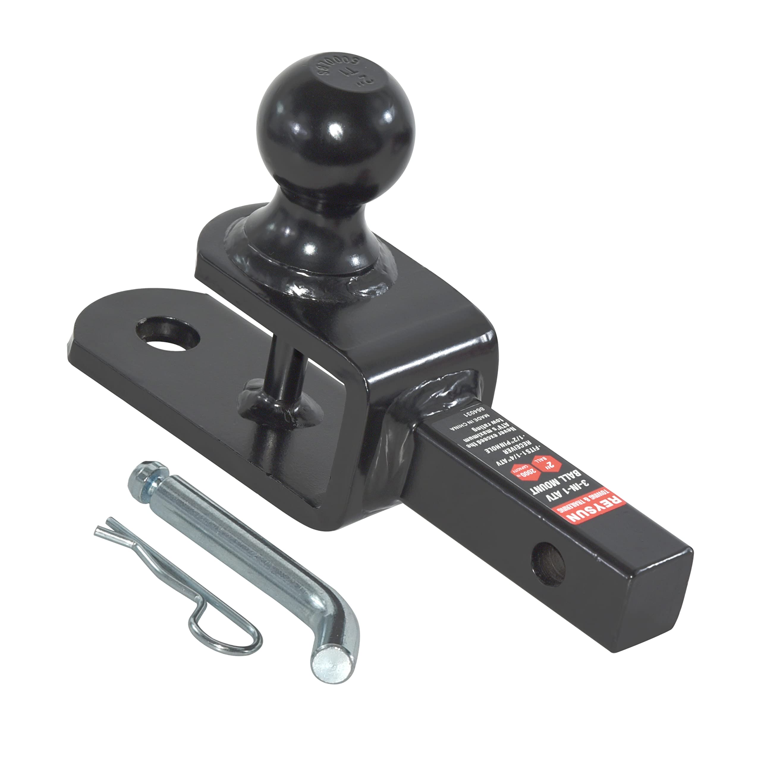 REYSUN 864031 3 in 1 ATV/UTV Trailer Hitch Towing Ball Mount with 2 ...