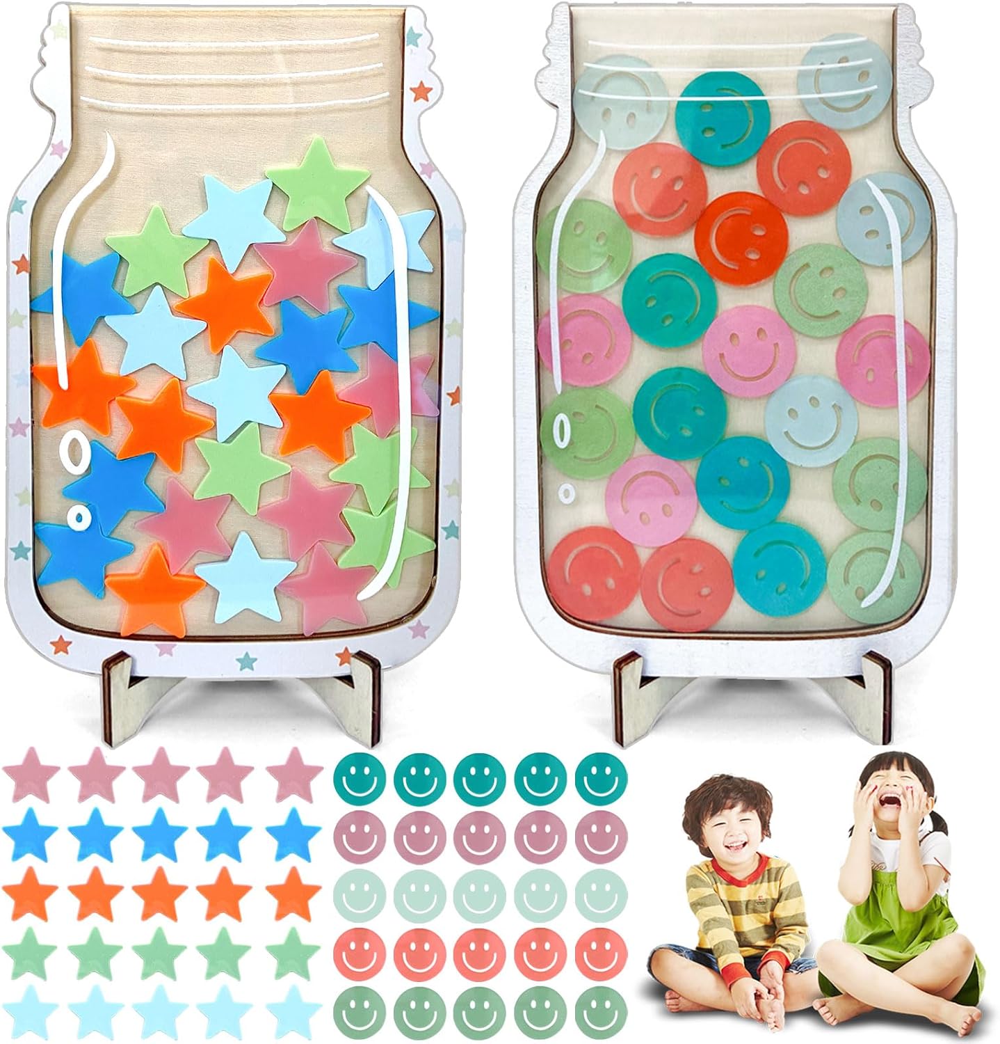 Amazon.com : 2 Pack Reward Jar for Kids,Star Jar Reward System ...