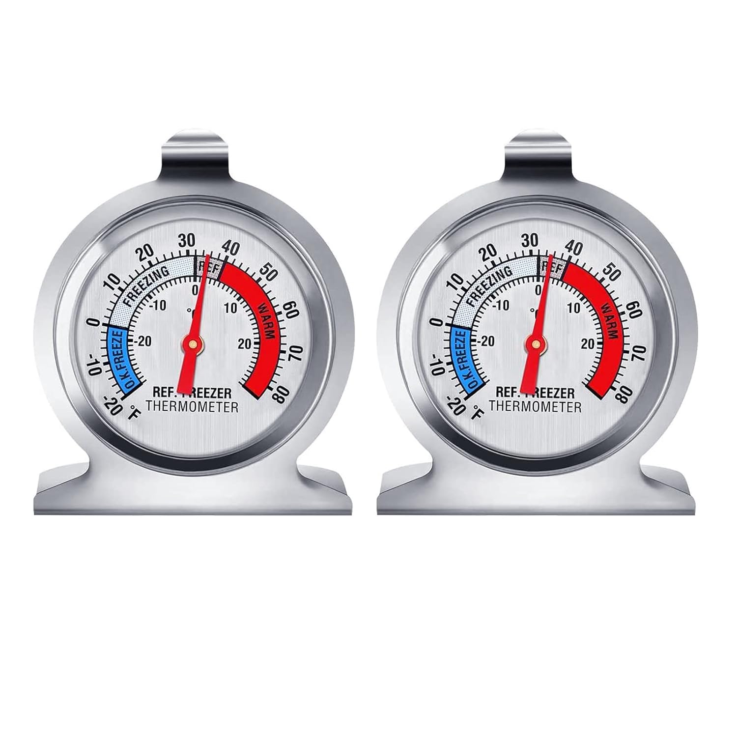 Amazon.com: 2 Pack Refrigerator Thermometer Classic Large Dial with -20 ...