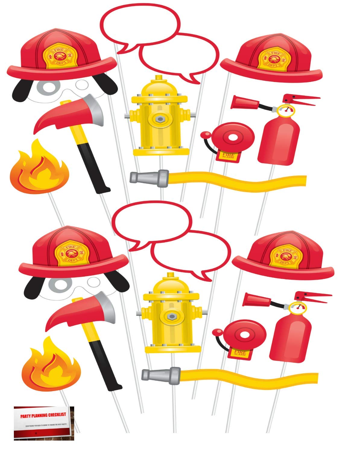 Buy Flaming Fire Truck Firefighter Birthday (20 pcs) Party Photo Booth ...
