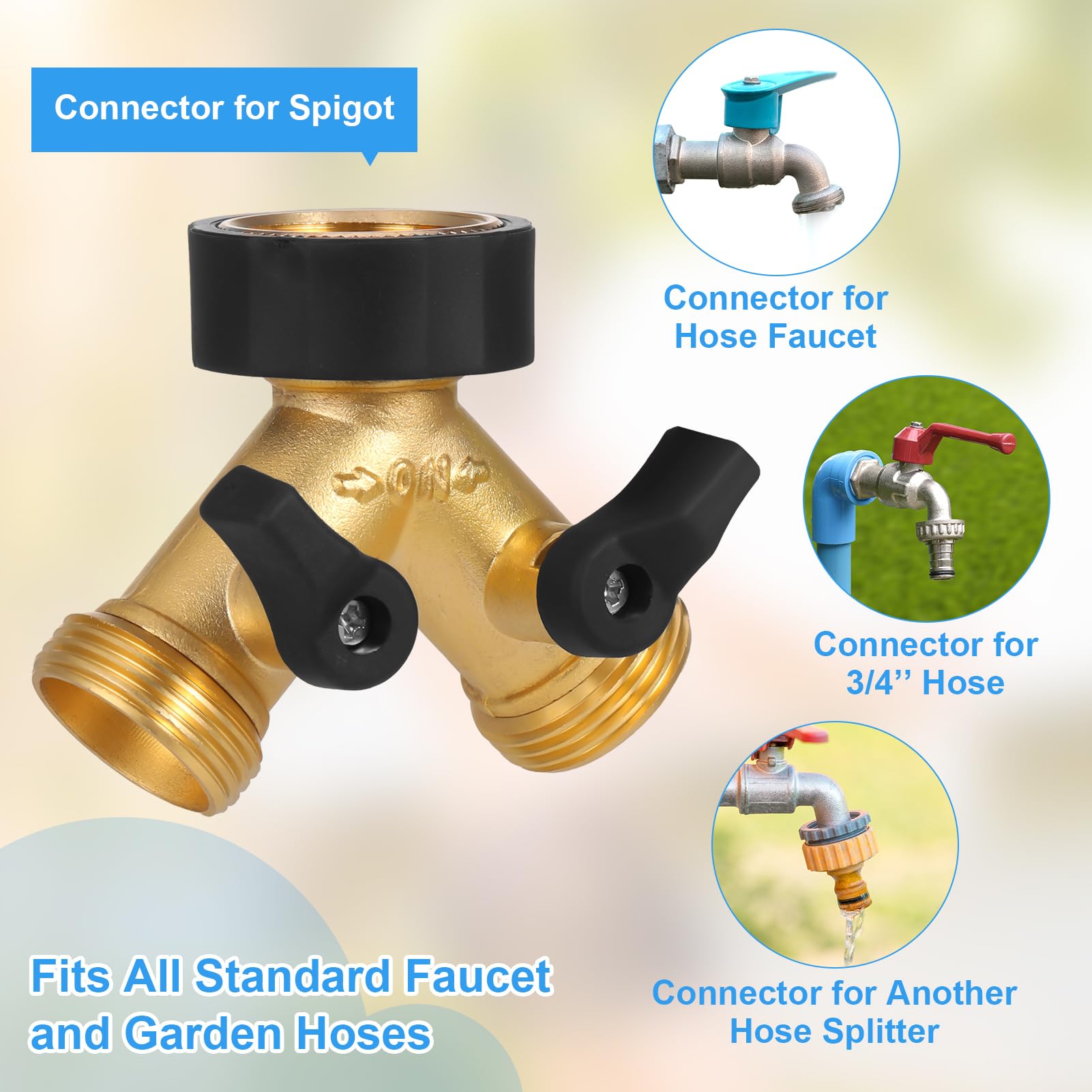 Partideal 2 Way Garden Hose Splitter,Garden Hose Splitter,Y Valve,2-Way ...