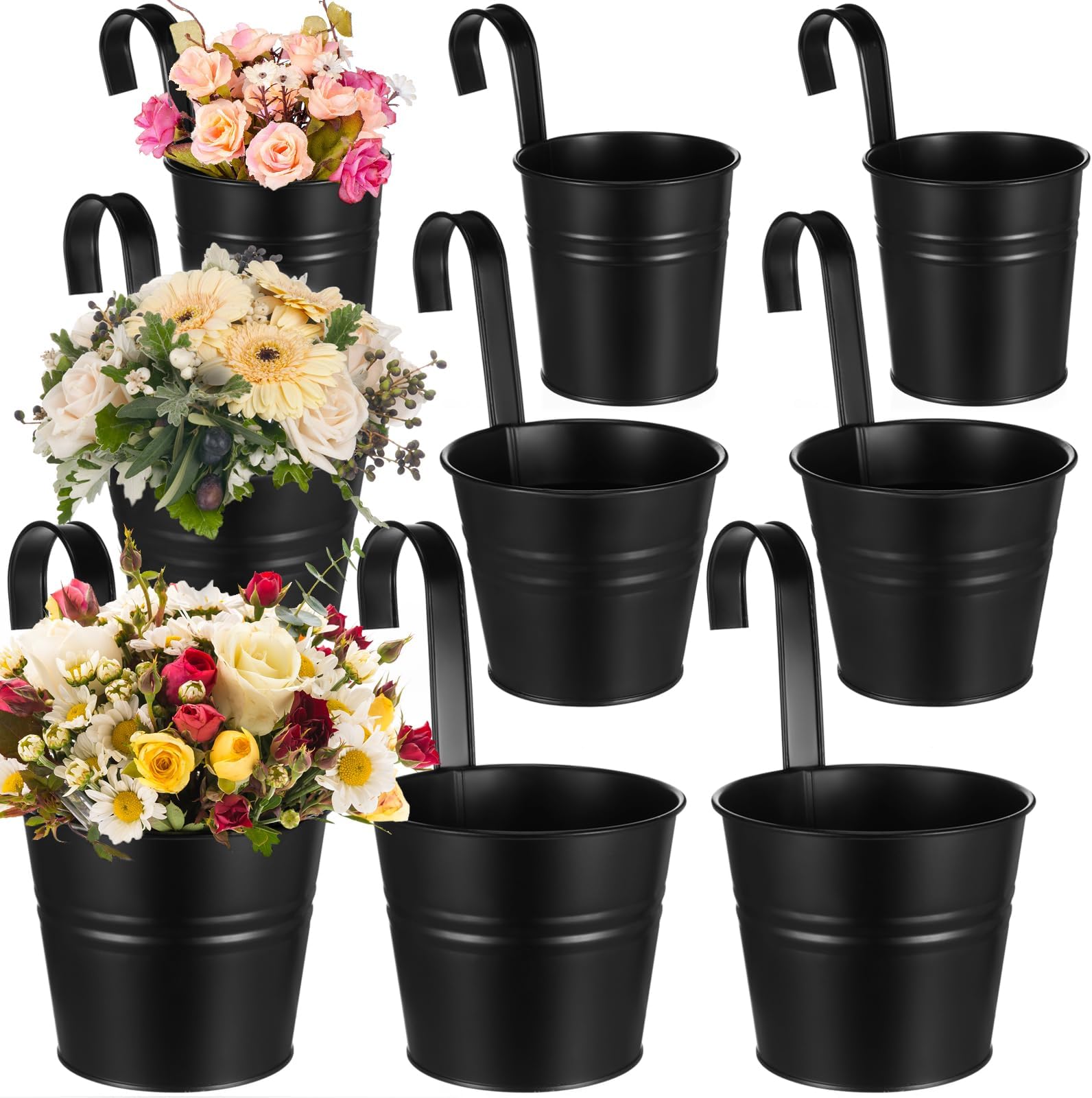 Amazon.com: Nuogo 12 Pcs Metal Iron Hanging Flower Pots Colorful ...