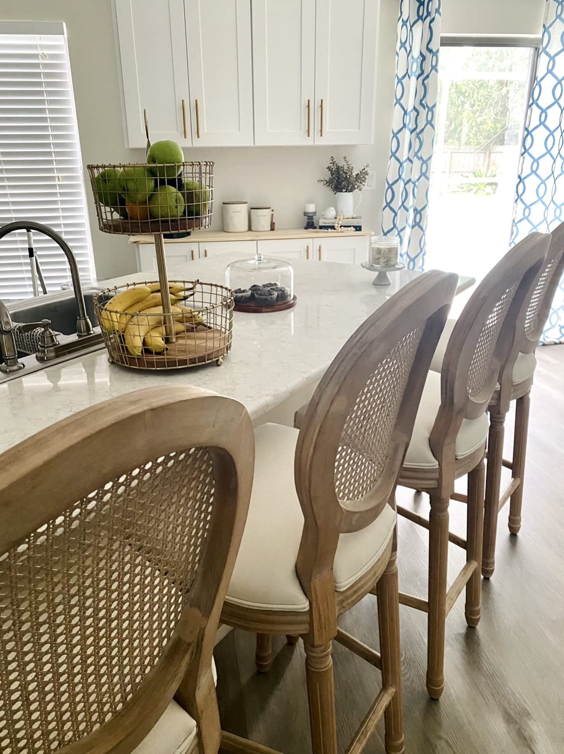 Amazon.com: civama French Country Bar Stool Set of 4, Tall Wooden ...