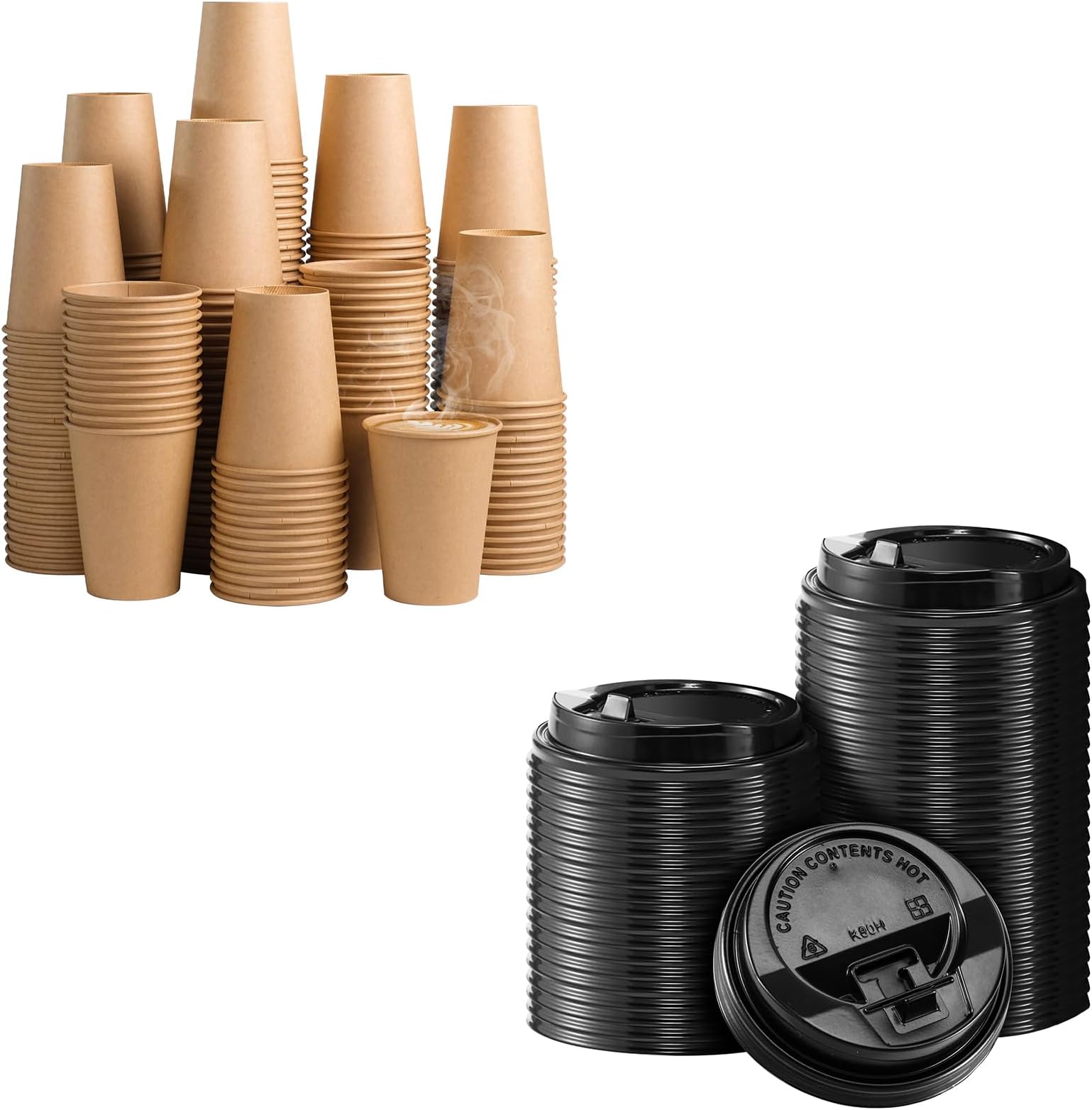 Amazon.com: SIUQ 300 Pack Disposable Coffee Cups with 150 Pack Lids, To ...