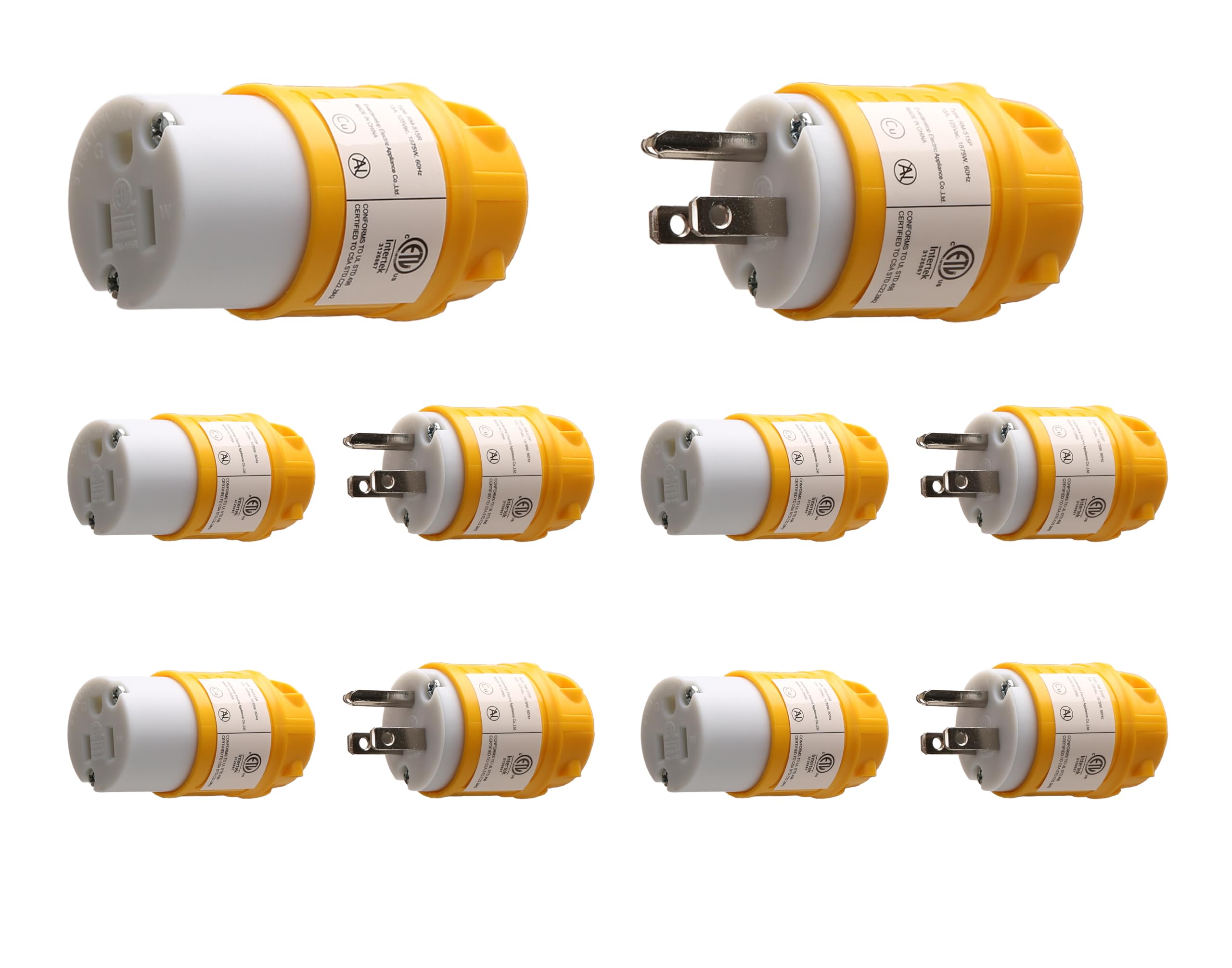 PEAKTOW Extension Cord Ends Male and Female, 15 Amp 125 Volt Heavy Duty ...