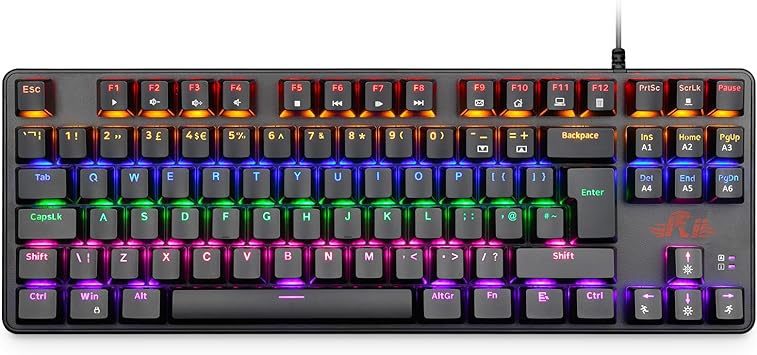 Rii Mechanical Gaming keyboard, RK908 80% Mechanical Keyboard(9 ...