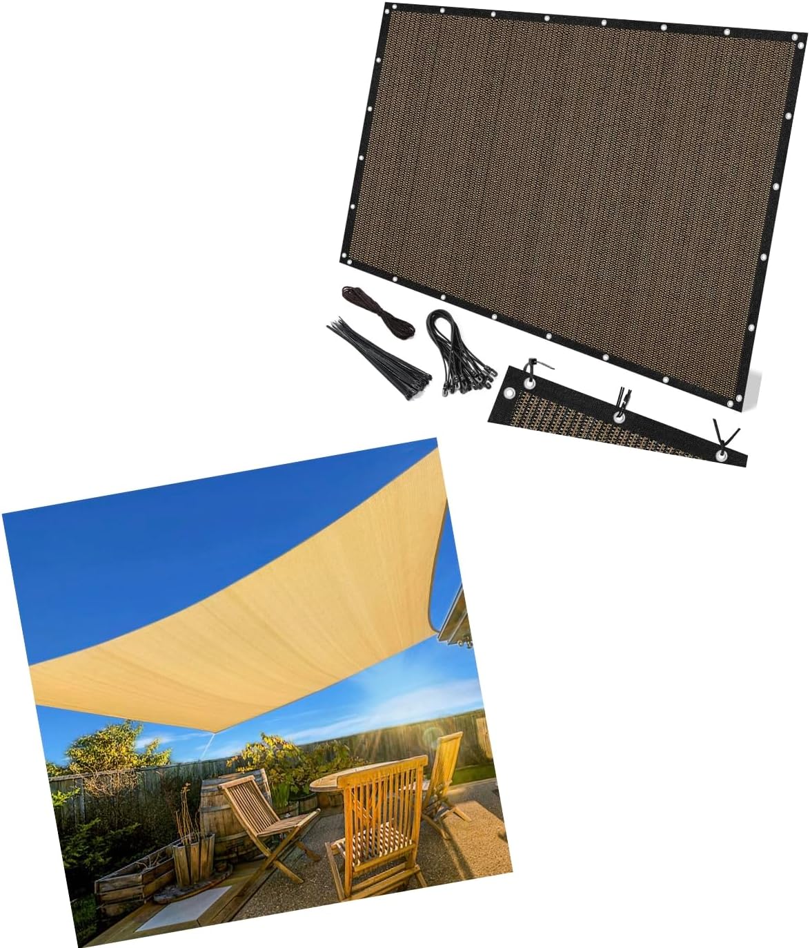 Amazon.com : Bundle of 10'X13' Sand Shade Sail and 10'X12' Mocha Shade ...