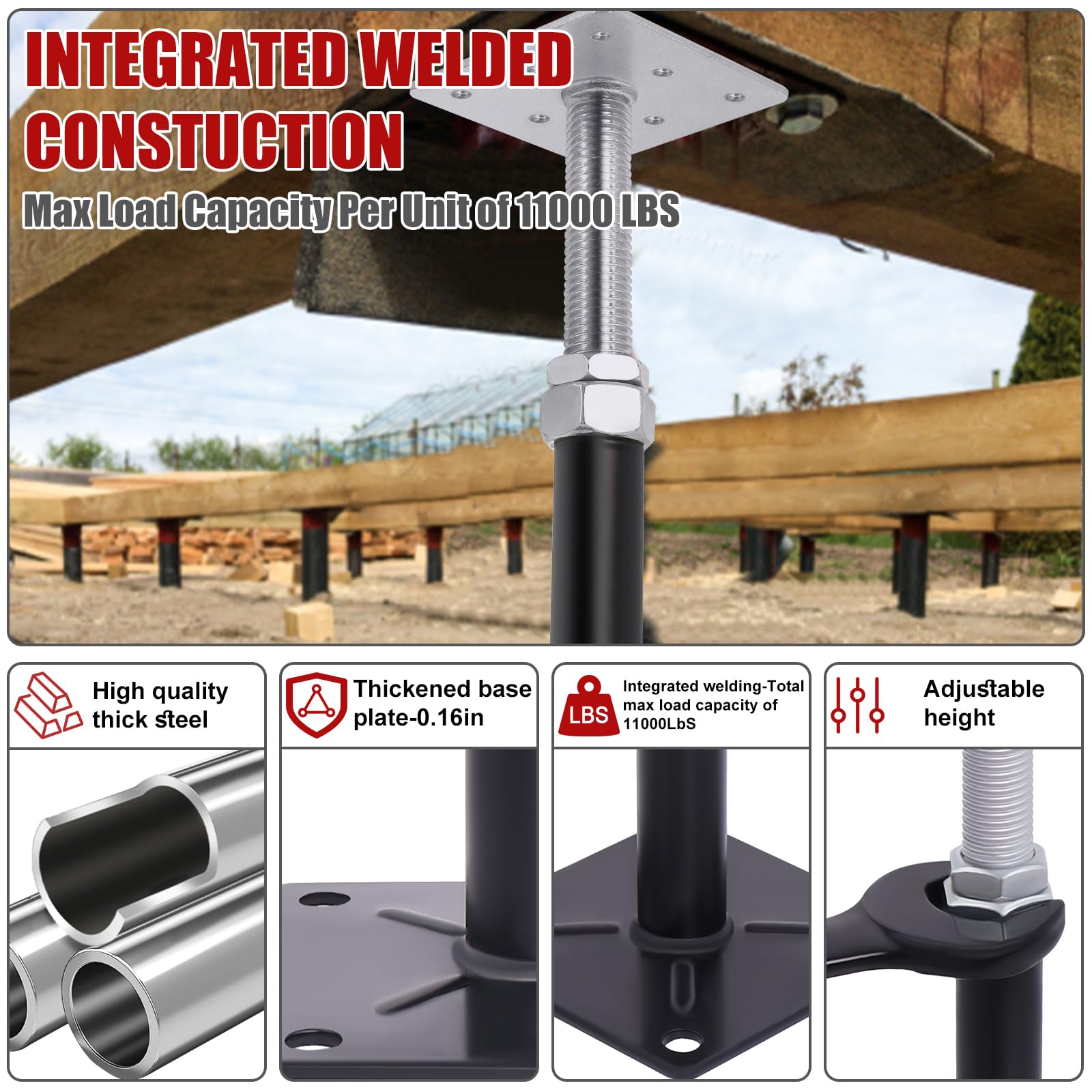 Snapklik.com : Adjustable House Floor Jacks, 4 PCS Post Floor Joist ...