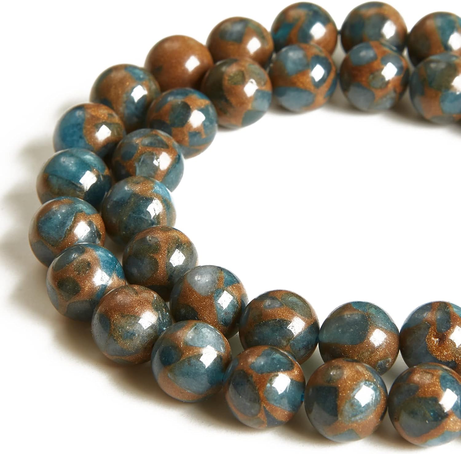 Amazon.com: 45pcs 8mm Lake Blue Cloisonne Beads Natural Gemstone Beads ...