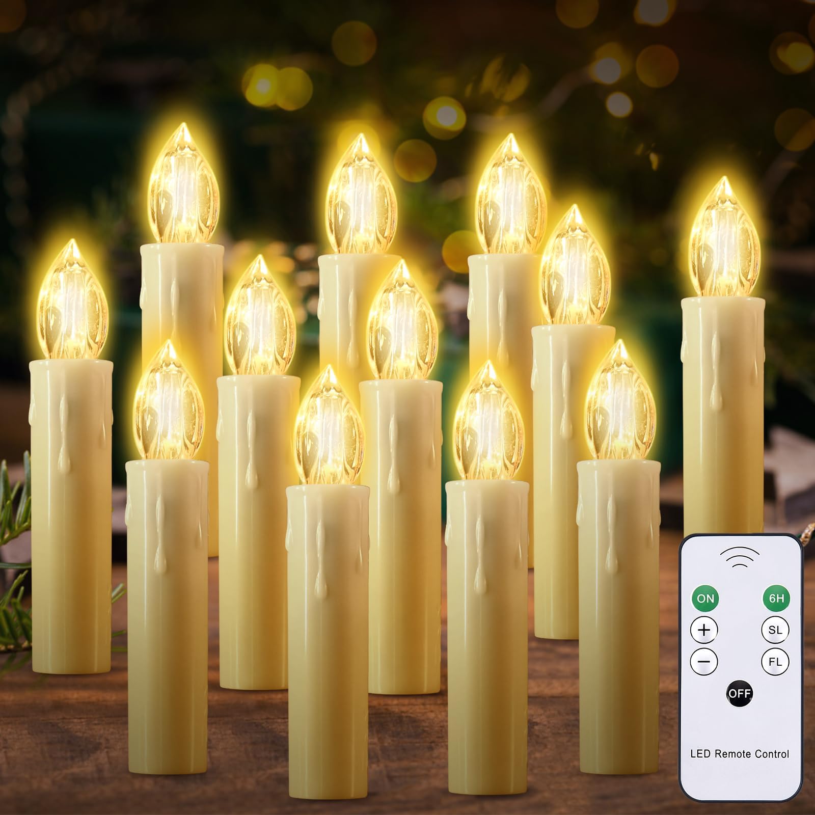 Amazon.com: Kurt Adler 7 Flicker Flame Candle Light Set, White : Home ...
