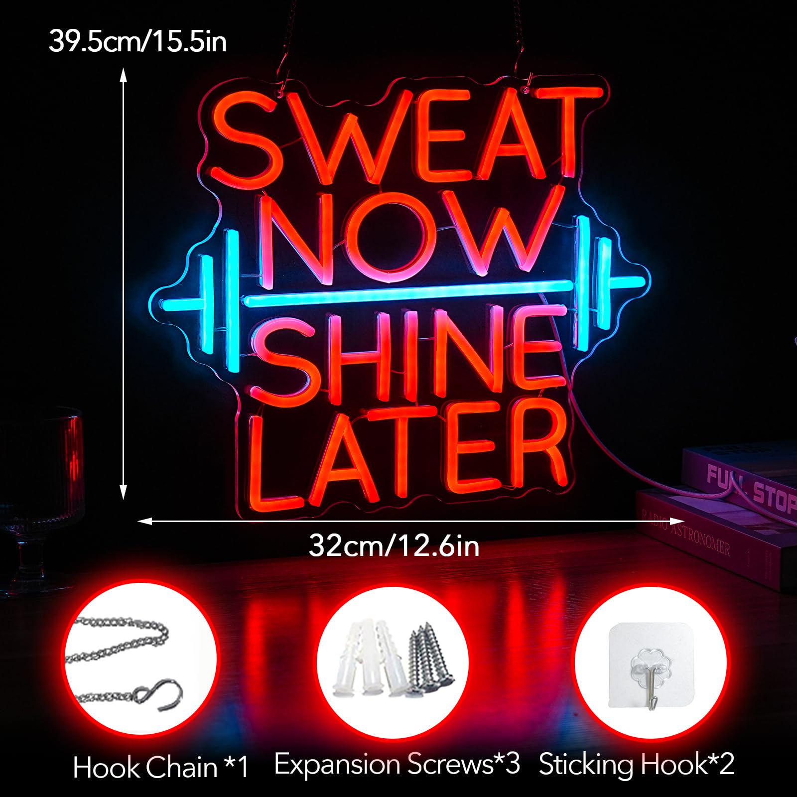 Snapklik.com : Sweat Now Shine Later Neon Sign, Neon Sign For Wall ...