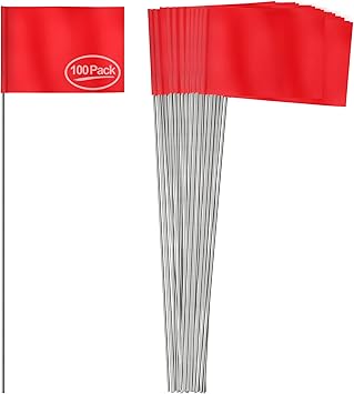 Amazon.com: Anley Red Marking Flags 100 Pcs - 4" X 5" Vinyl Irrigation ...