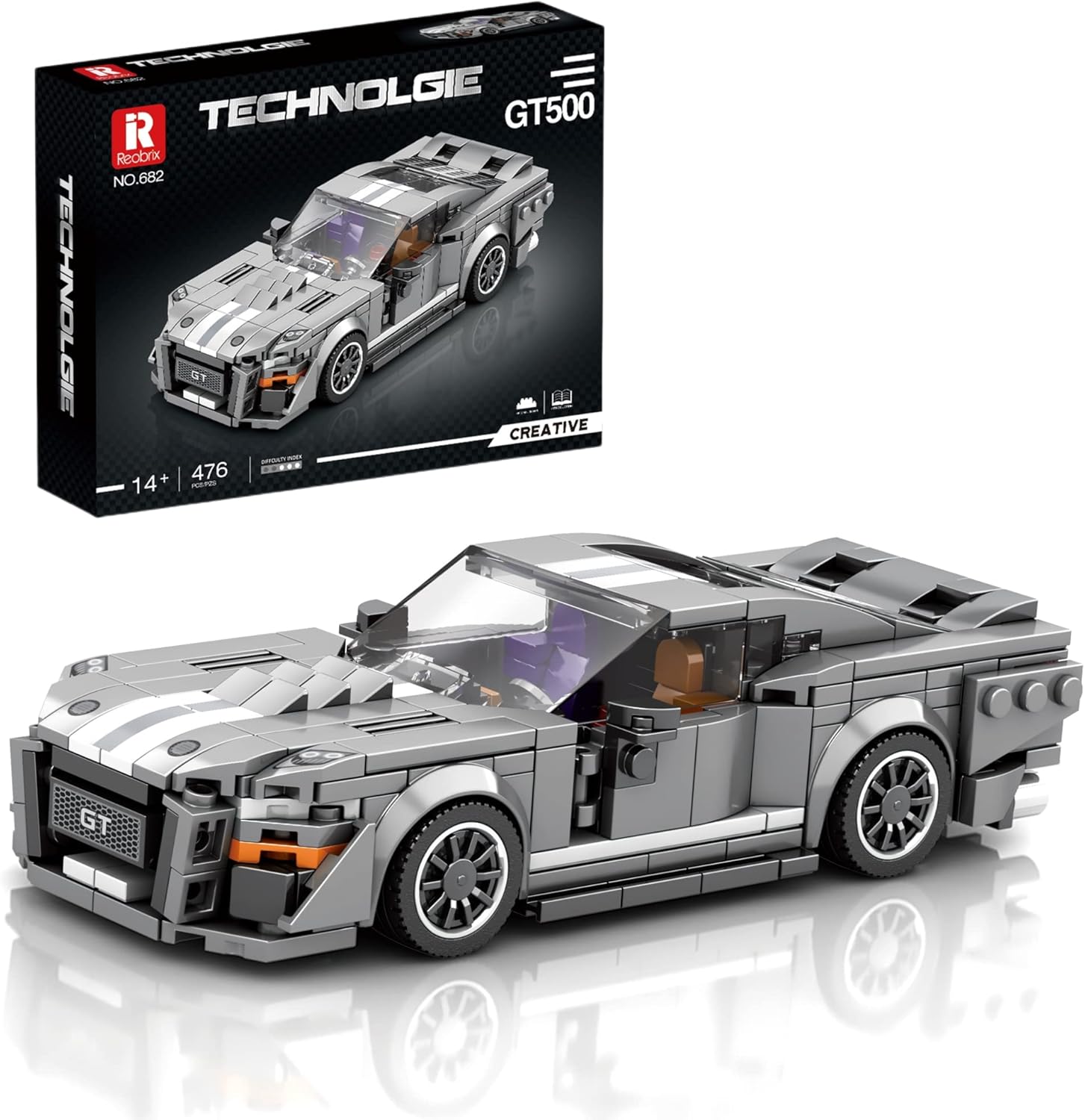 Reobrix 682 Ford GT500 Toy Car Building Blocks, Model Car Kit for ...