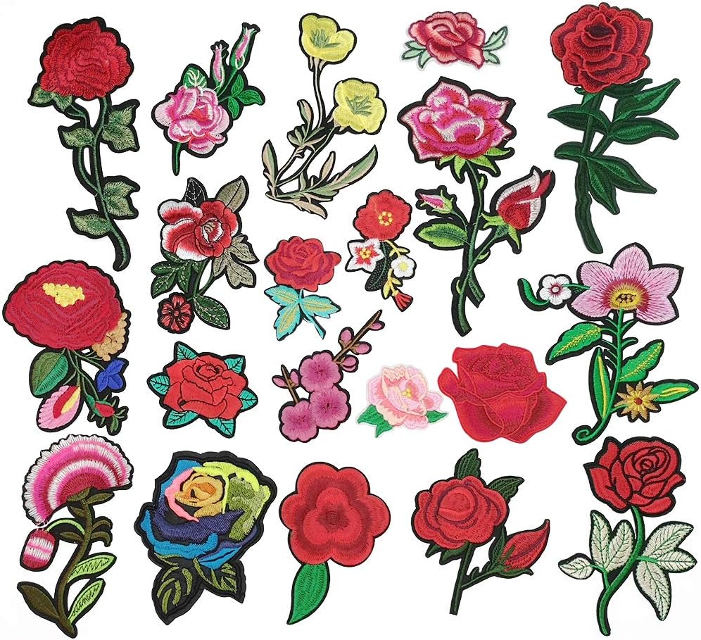 Amazon.com: SGJING 108pcs Flower Random Embroidered Patch Sew On/Iron ...