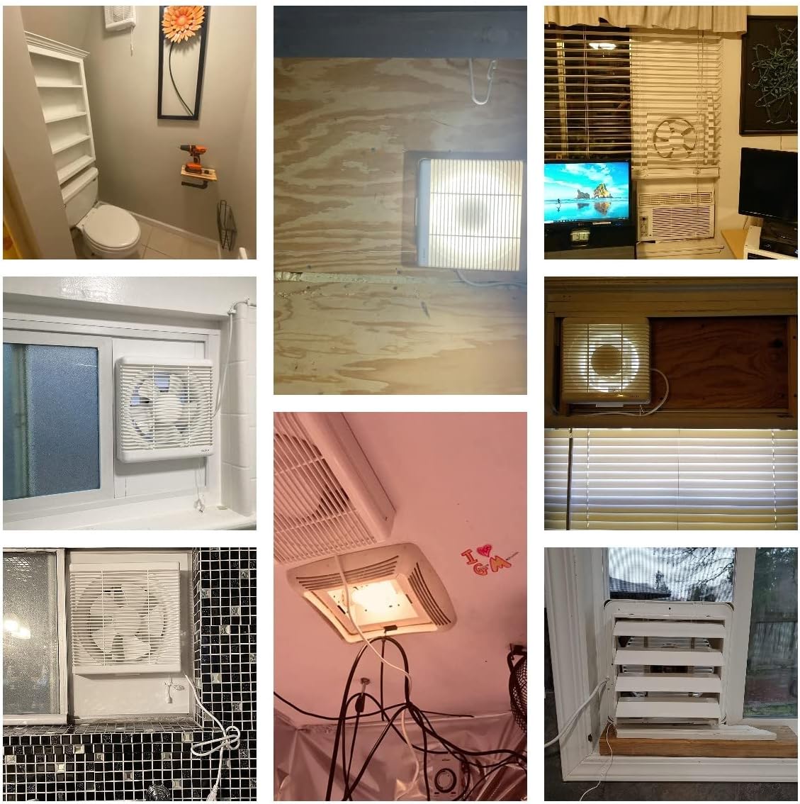 Buy HUGOOME Window Reversible Exhaust Fan Shutter Box Through the Wall ...