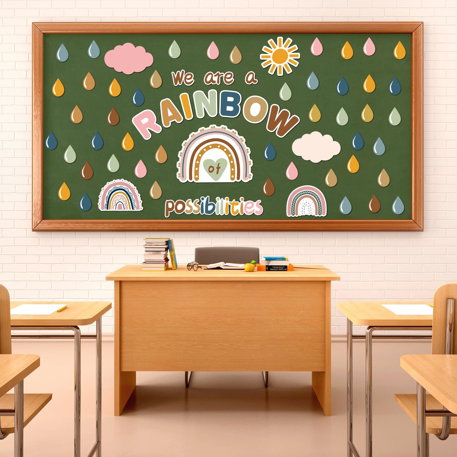Snapklik.com : Boho Rainbow Bulletin Board Set Decorations We Are A ...