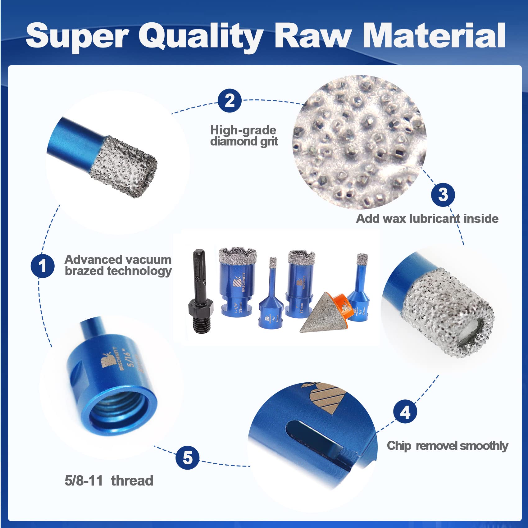 Snapklik.com : Diamond Core Drill Bit Set - 6/8/25/35 Diamond Hole Saw ...