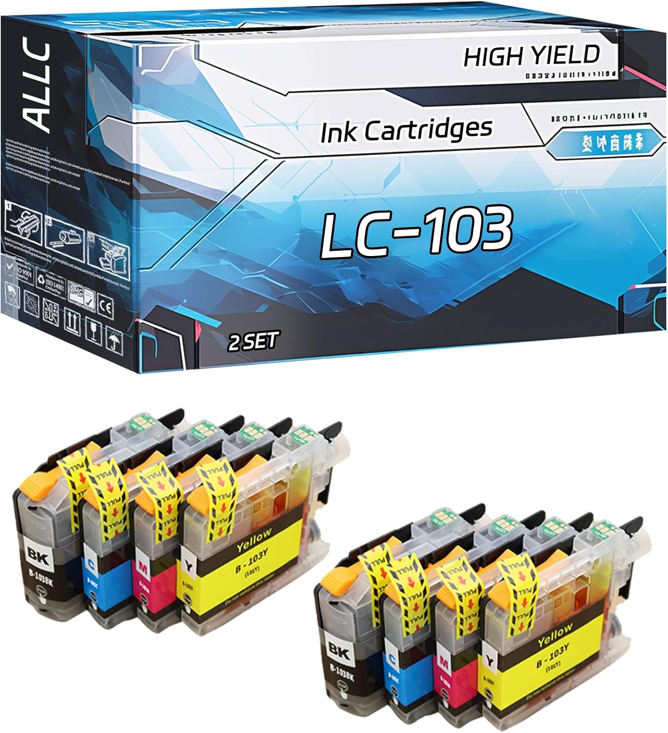 Amazon.com: ALLC Compatible for Brother LC-103 Ink Cartridges Work for ...