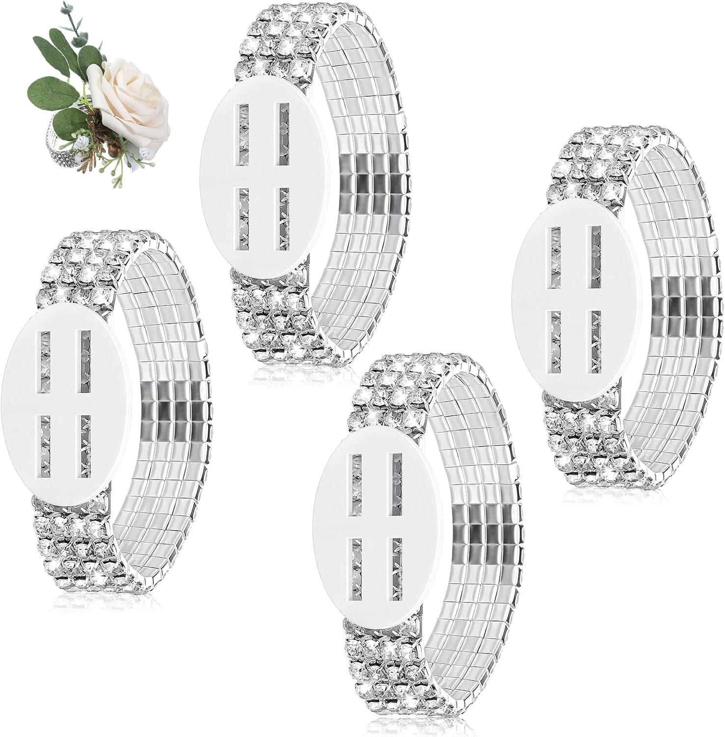 Amazon.com: Tucnoeu 4 Pcs Corsage Wristlet Bands Rhinestone Bracelet ...