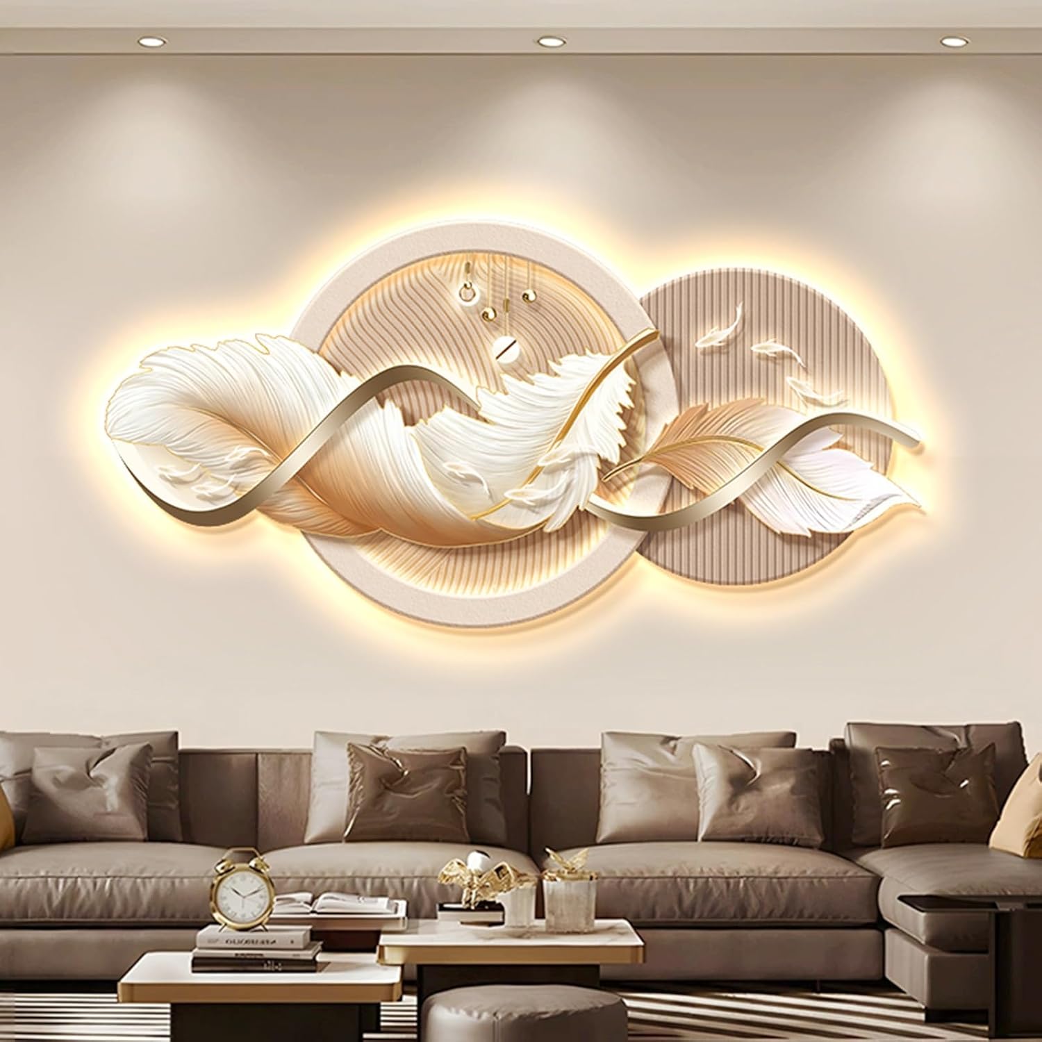 Amazon.com: Feather Wall Decor,Plug-in Power Supply Hanging Mural,Plug ...