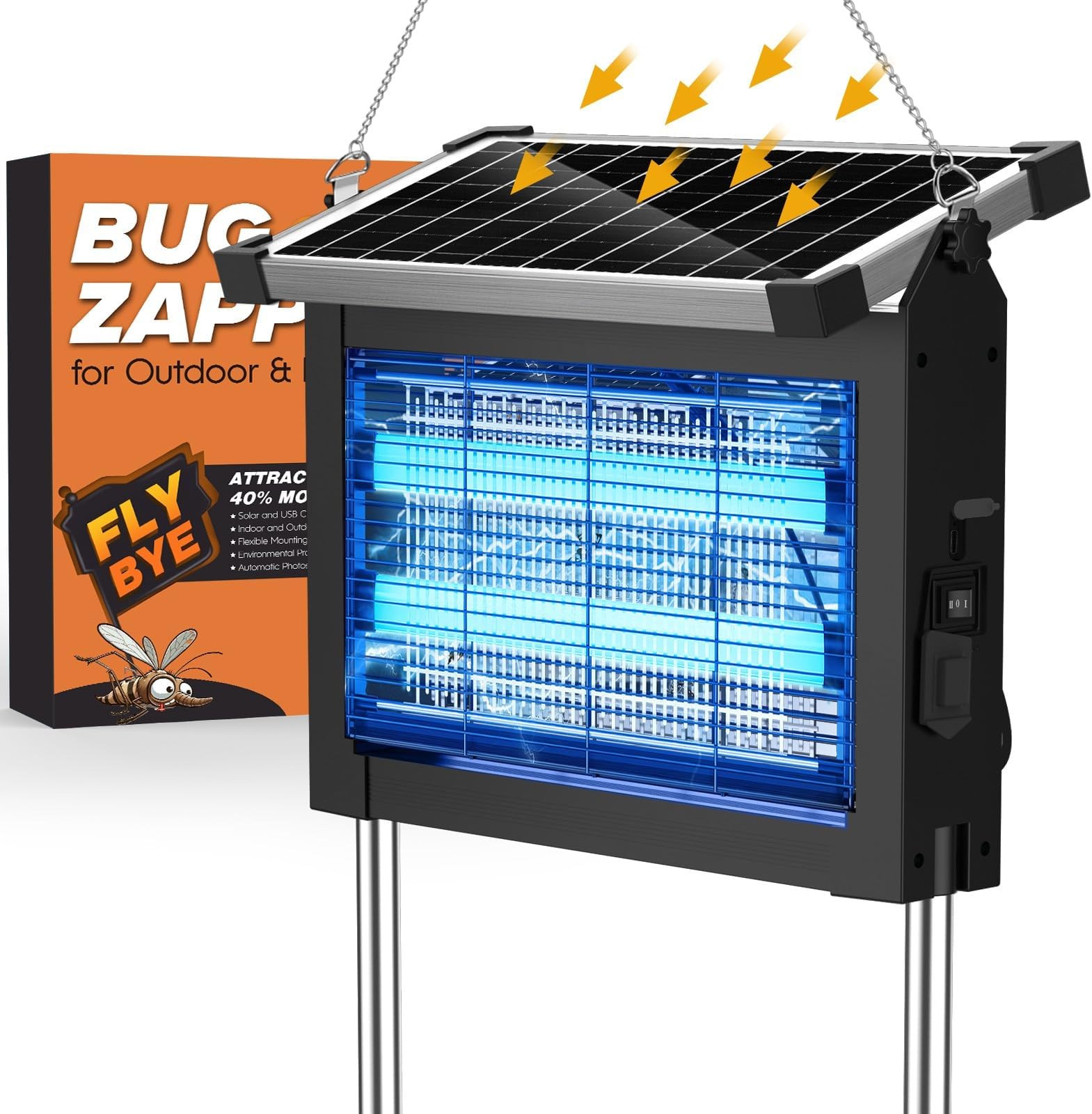 Amazon.com : Solar Bug Zapper Outdoor Waterproof, Jepwe 4500V Cordless ...