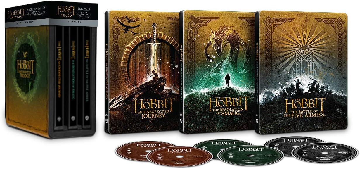 Lo Hobbit Trilogy Steelbook (4K Ultra-HD) (6 Blu-Ray) : James Nesbitt ...