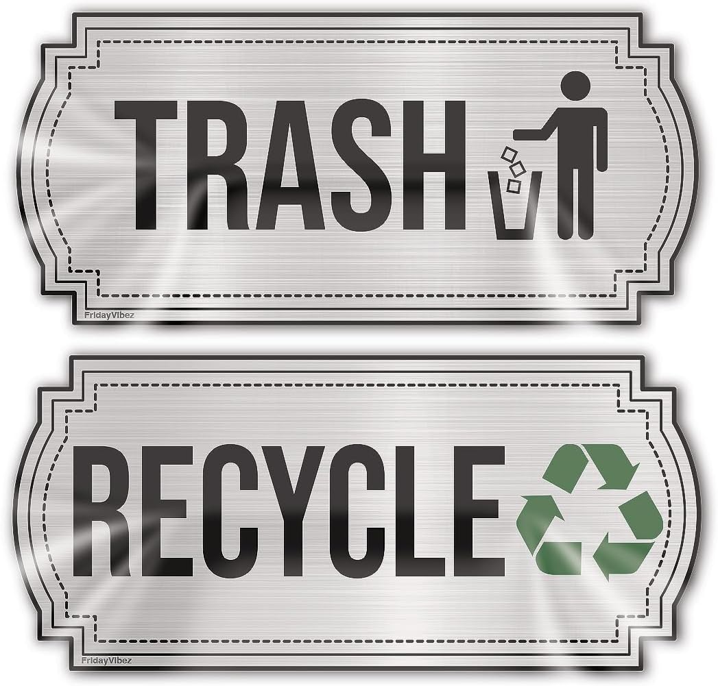 Amazon.com: Recycle and Trash Stickers for Kitchen Trash Cans and ...