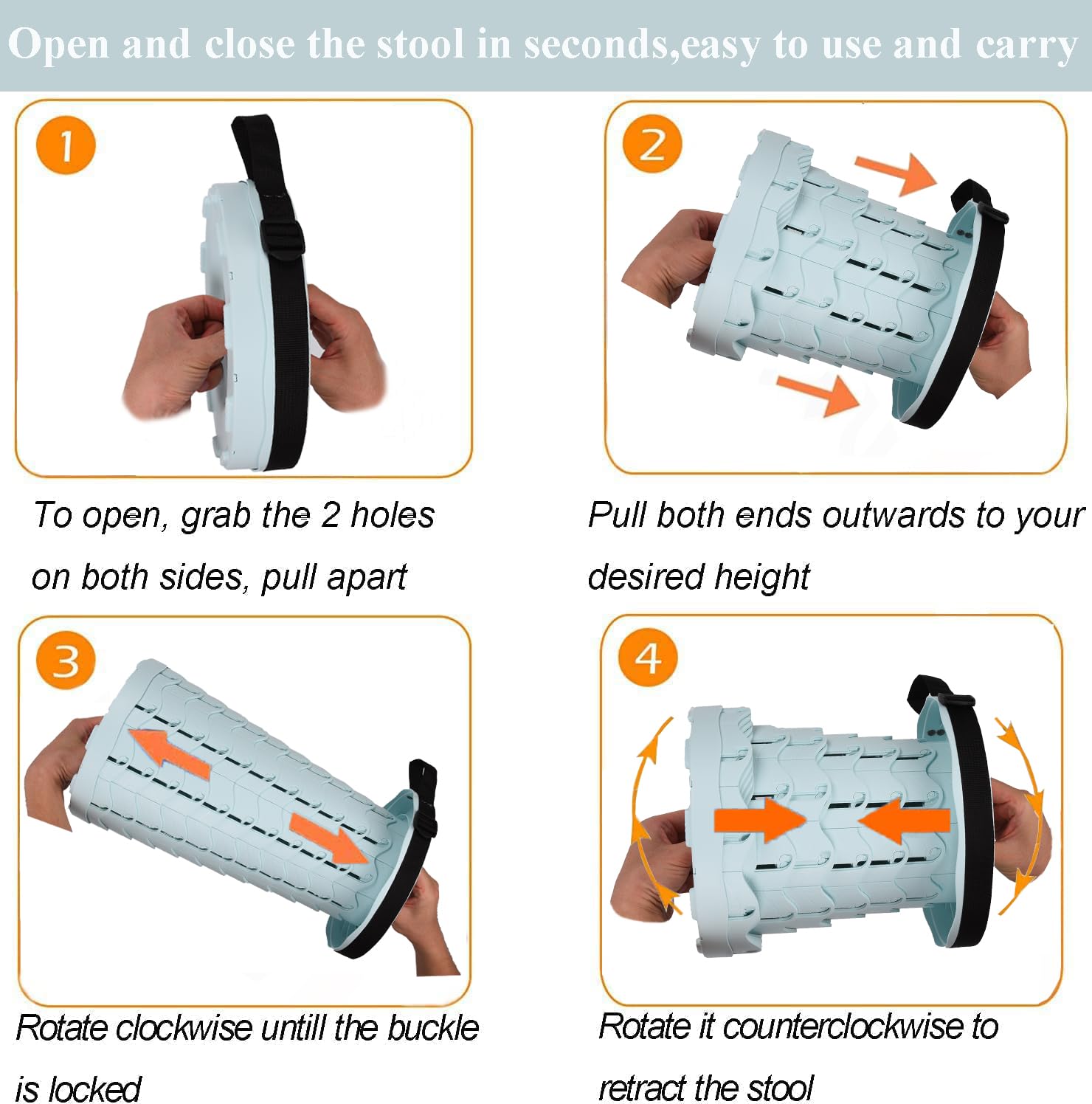 2023 Upgraded-Portable Collapsible Folding Stool, Retractable ...