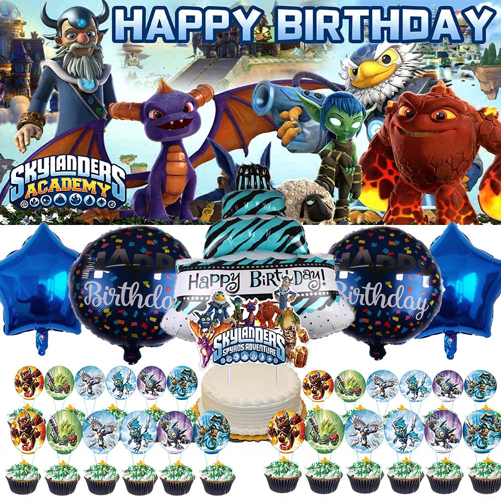 Buy Skylanders Birthday Party Supplies | Cake Topper | Banner | 1st ...