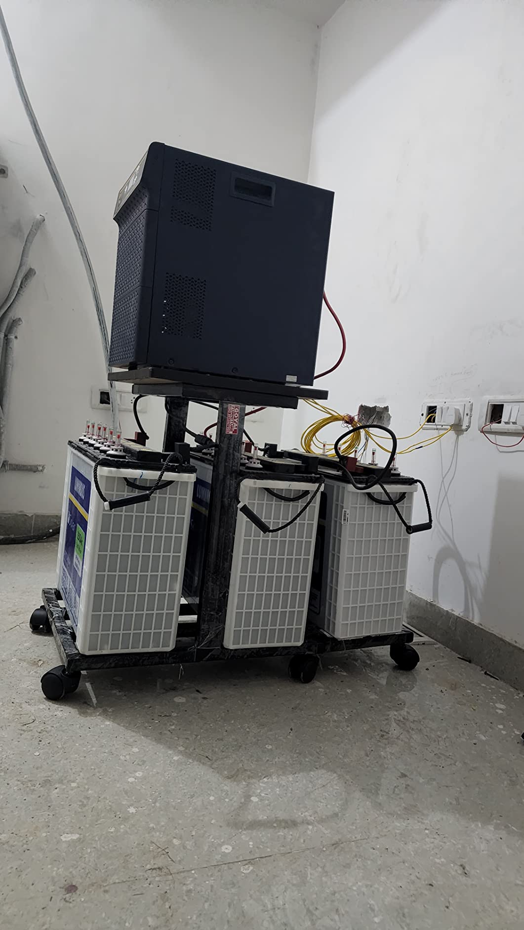 SOMRAJ Iron Three Inverter Battery UPS Trolley for Three Batteries (Fit ...
