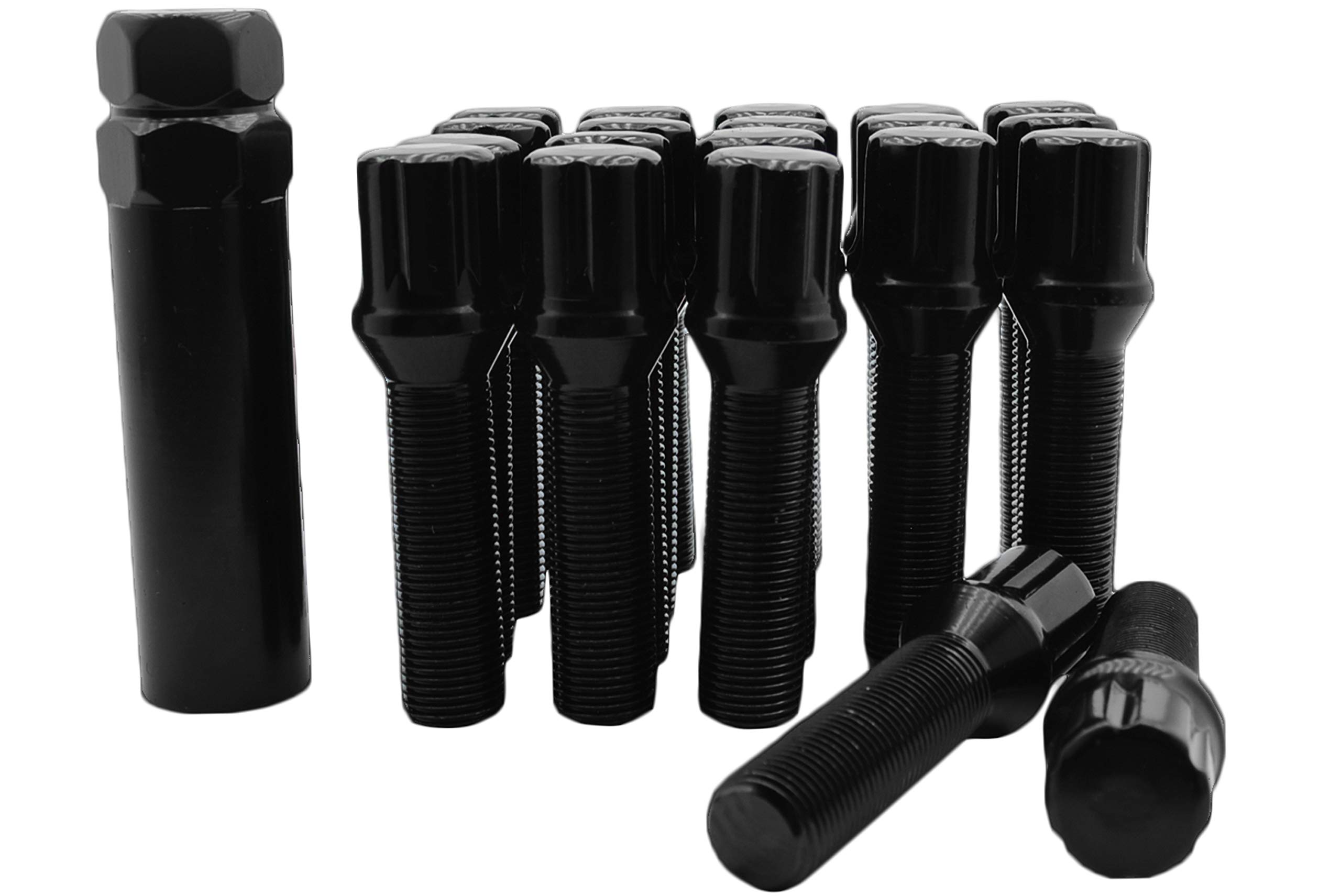 Amazon.com: 10Pc Black 14x1.5B Spline Tuner Lug Bolts for Aftermarket ...
