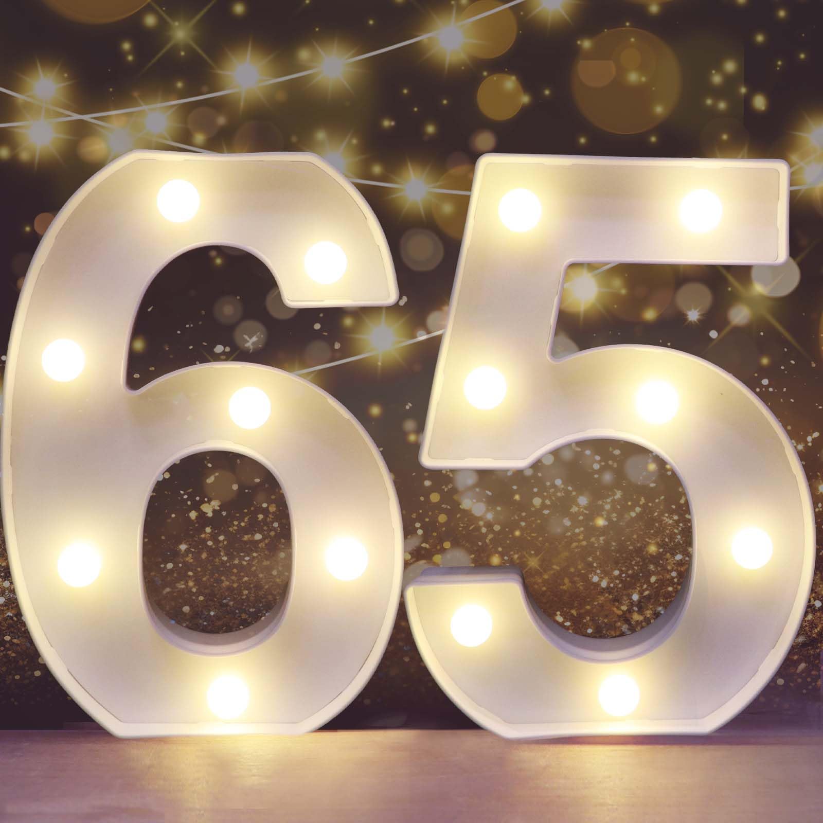 Pooqla Decorative LED Light Up Number Letters, White Plastic Marquee ...