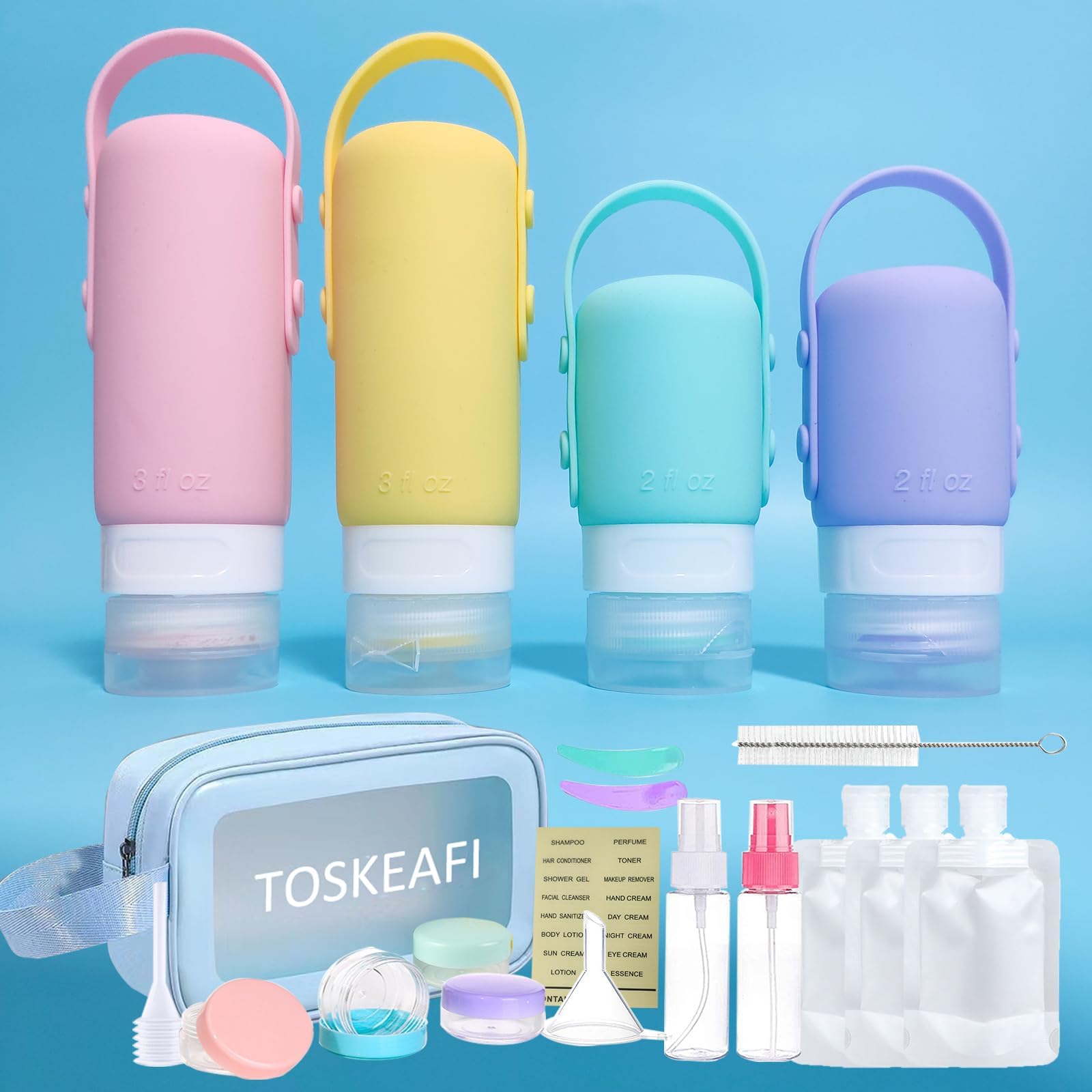 Amazon.com: 5PCS Silicone Travel Bottles Set, Travel Bottles Containers ...