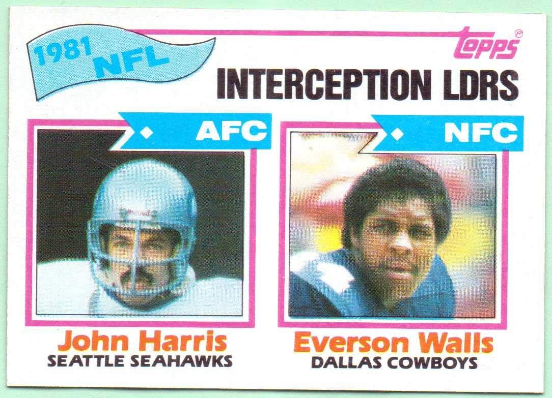 John Harris, Everson Walls 1982 Topps 1981 Interception Leaders #261 ...