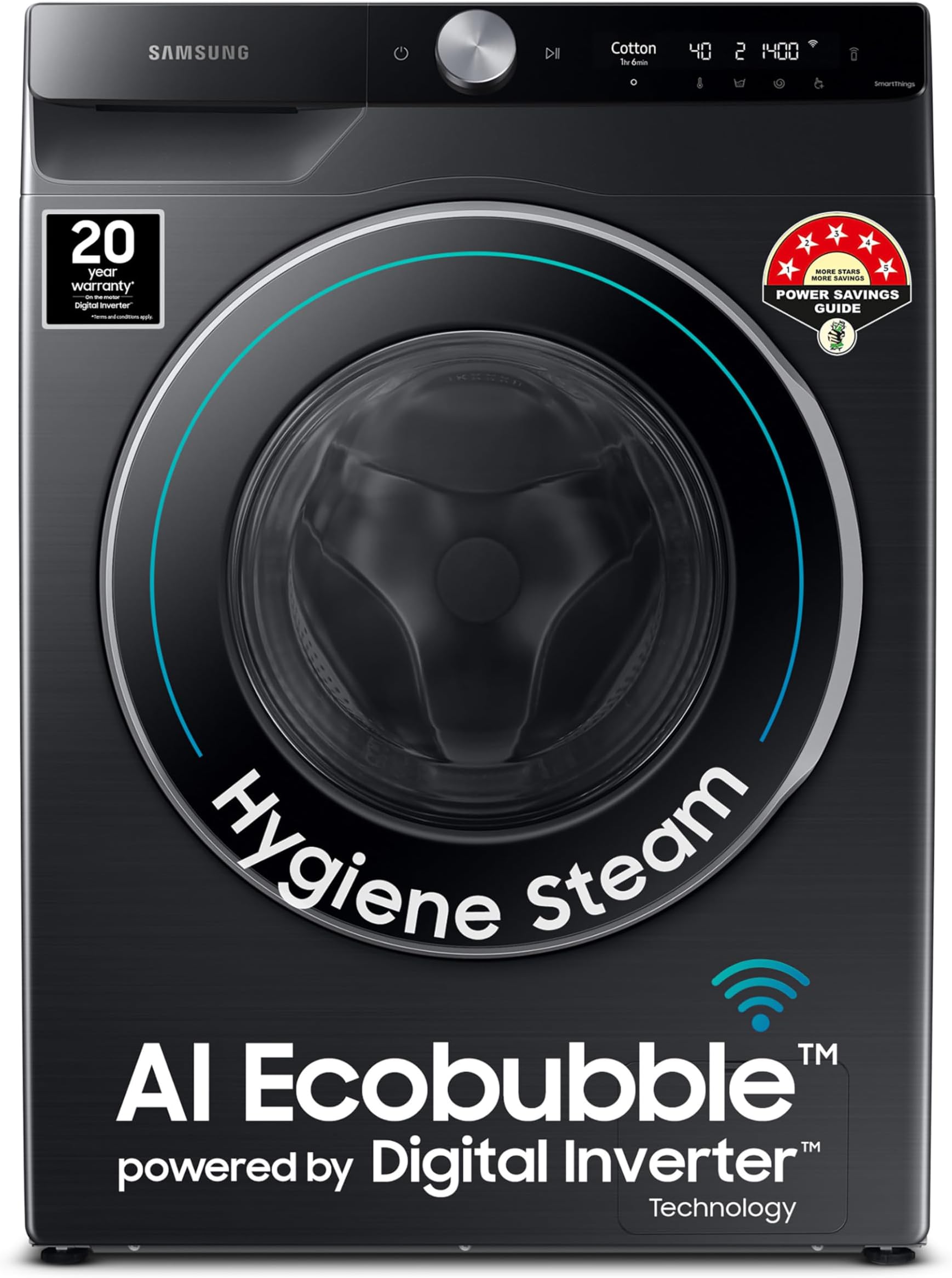 Samsung 9 kg, Hygiene Steam with Inbuilt Heater, Digital Inverter ...