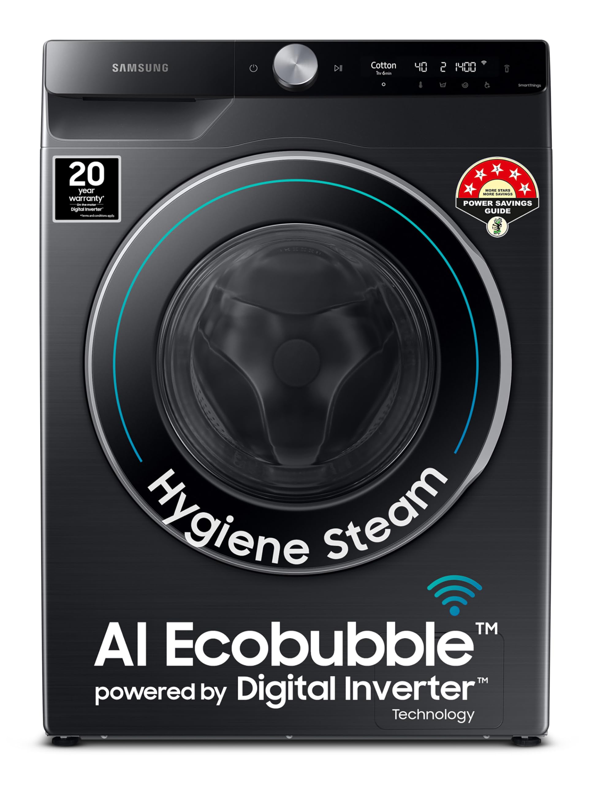 Samsung 11 kg, AI Control, Super Speed, Wi-Fi, Hygiene Steam with Inbuilt Heater, Digital ...