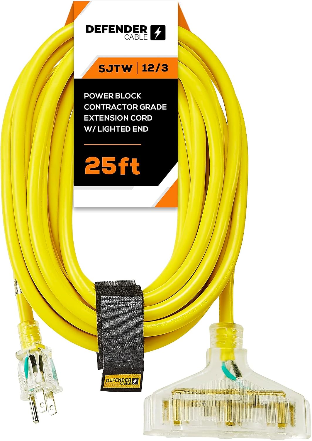 Amazon.com: Defender Safety,Cable 12/3 Gauge,25 ft Triple Outlet SJTW ...