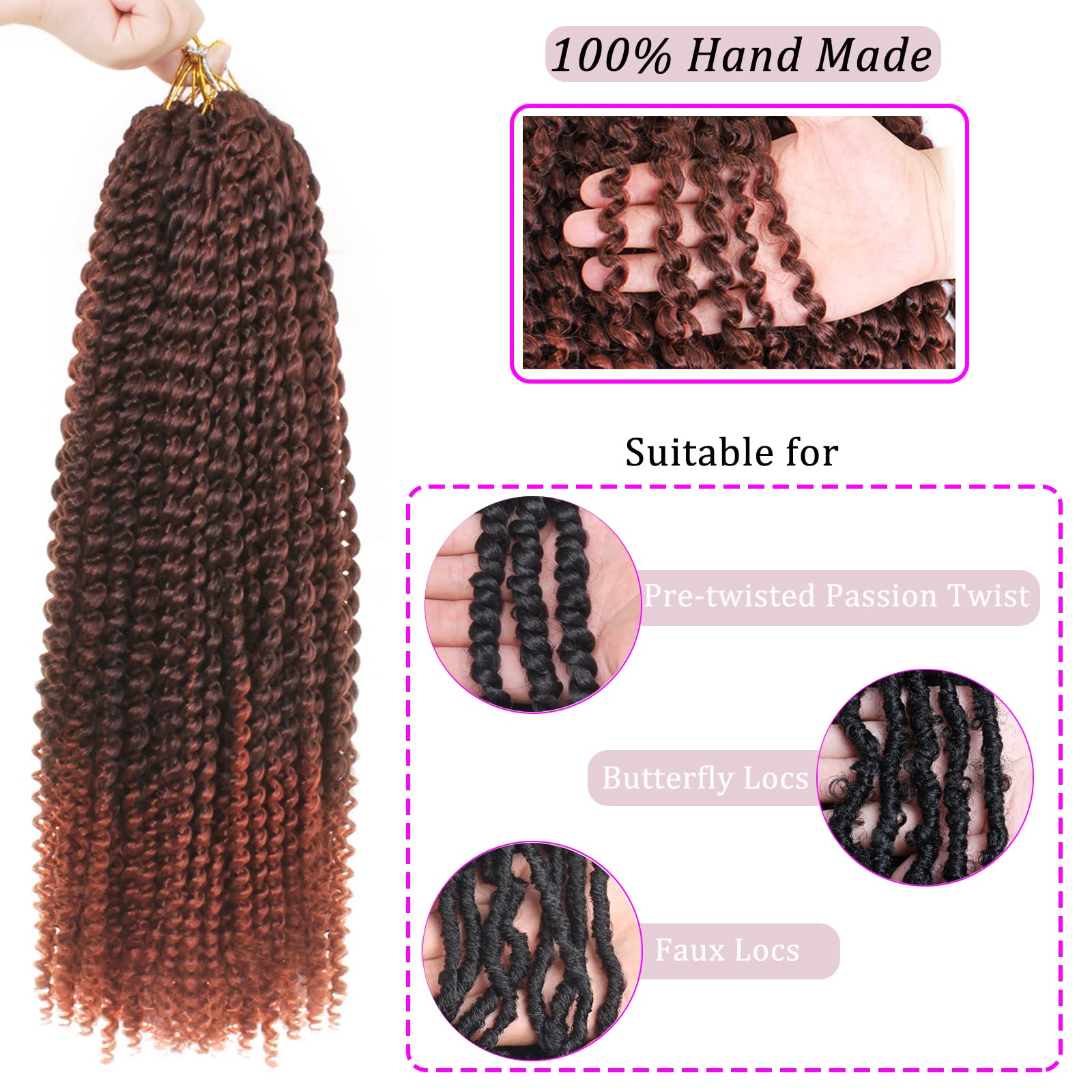 Snapklik.com : 24 Inch Passion Twist Hair 7 Packs Omber Copper Red ...