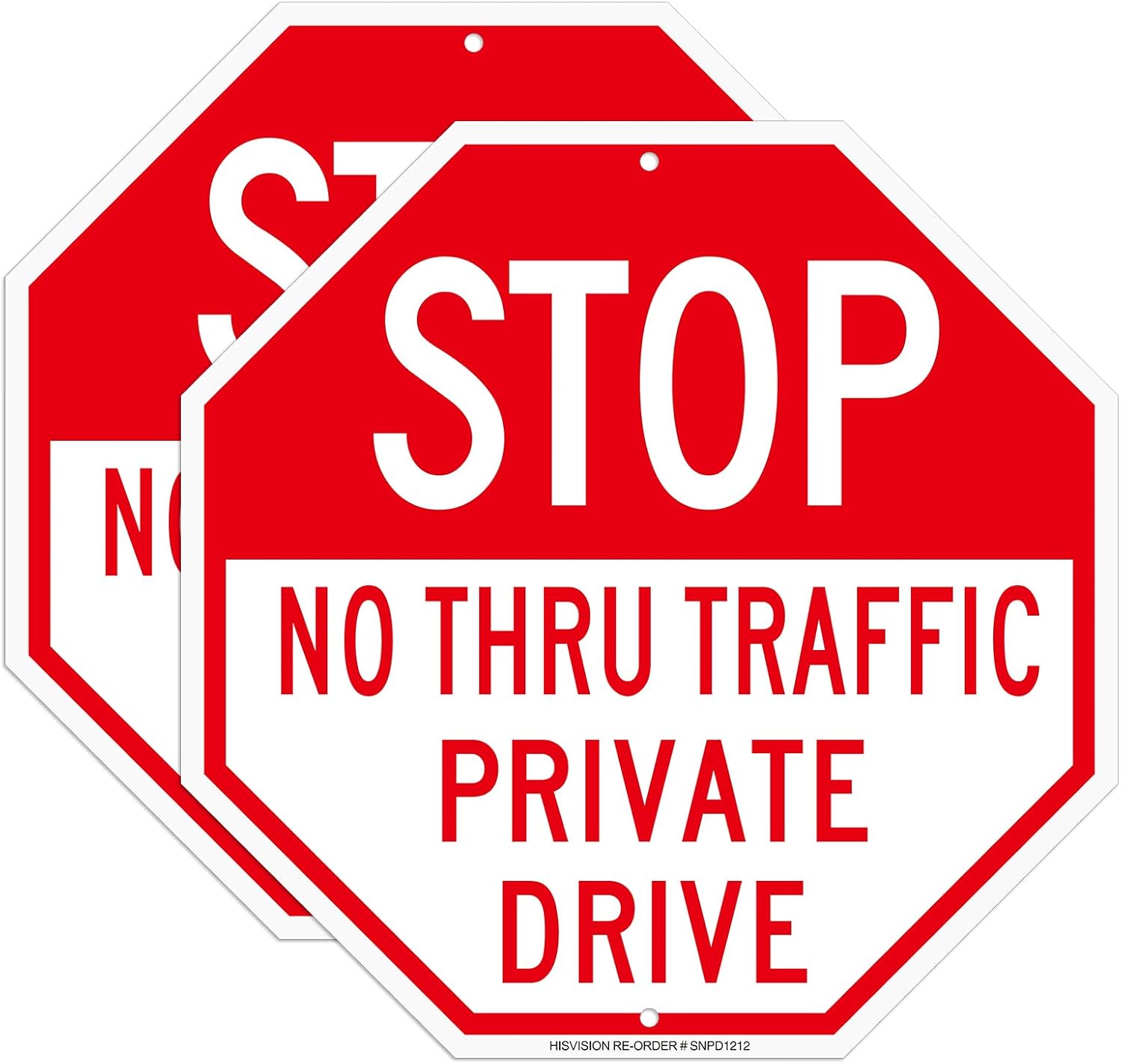 Amazon.com: Private Drive Sign, No Thru Traffic Sign, Stop Sign, 2-Pack ...