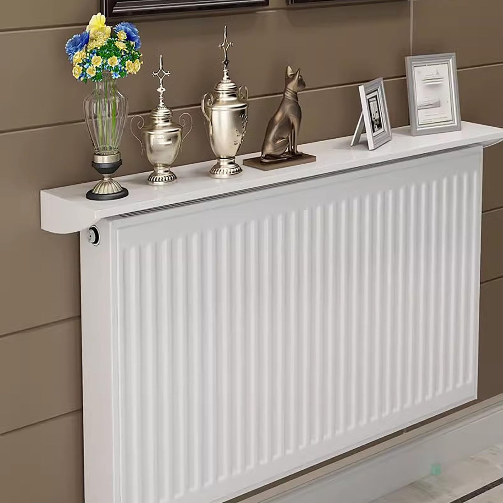 Log Shelf Radiator Shelf Storage Rack - White & Black No Drill Over The ...