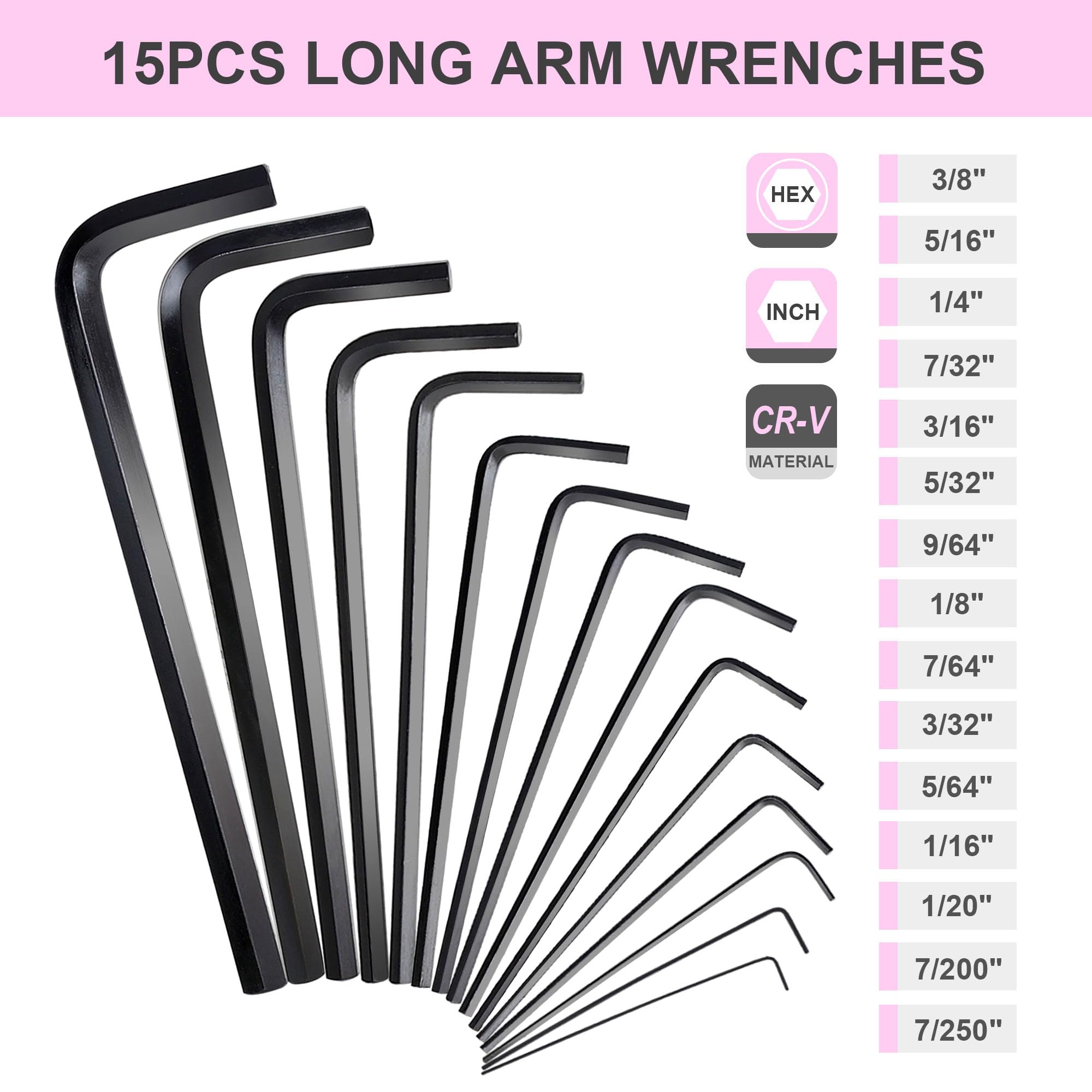 Snapklik.com : FASTPRO 32-Piece Pink Allen Wrench Set