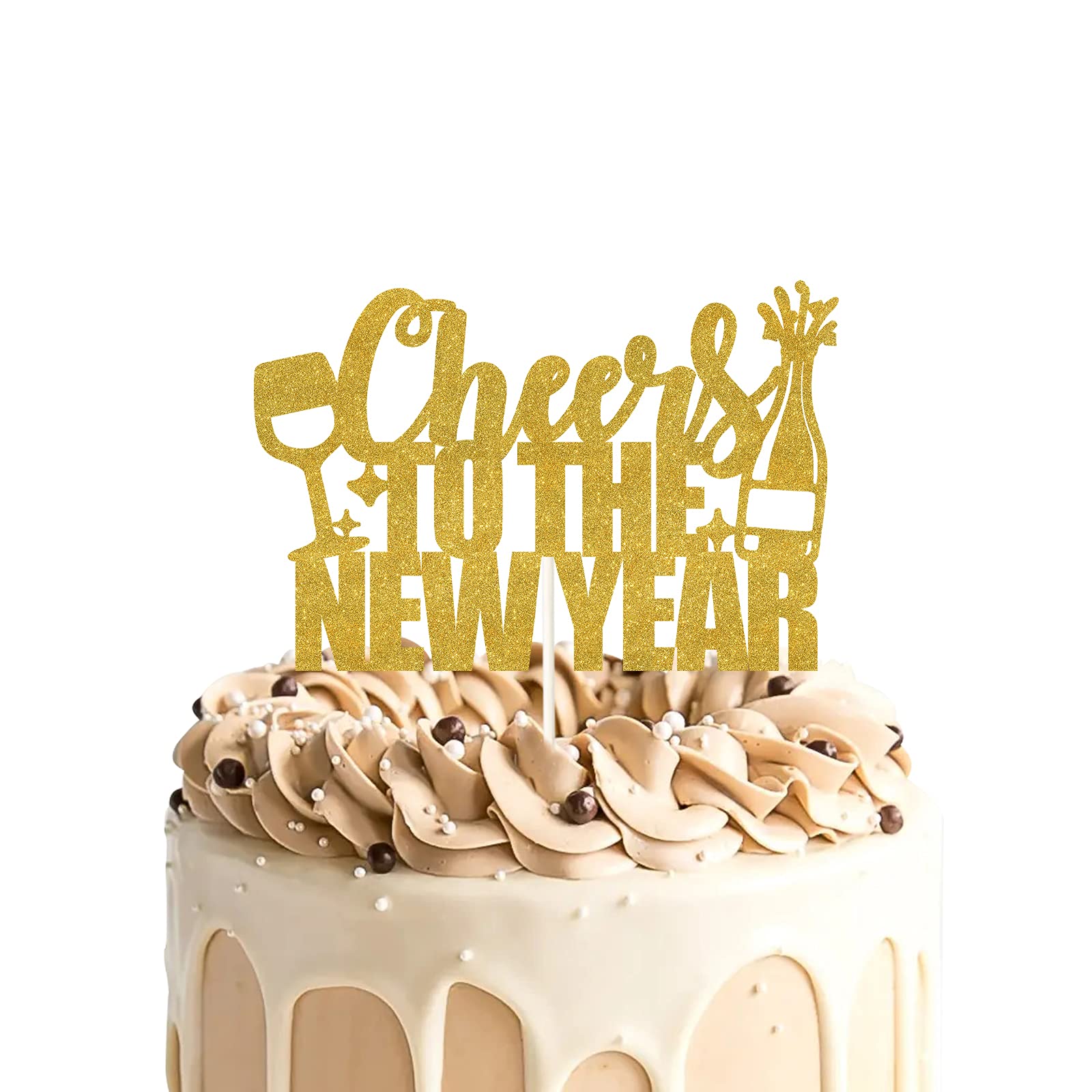 Festiko® Gold Glitter Cheer to The New Year Cake Topper,Happy New Year ...