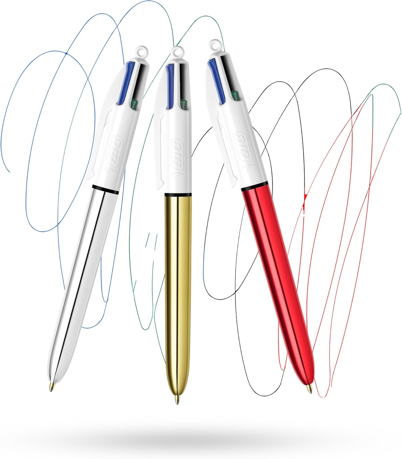 BIC 4-Colour Shine Ball Pens Metallic Barrel Multicolour Pens 1.0mm ...