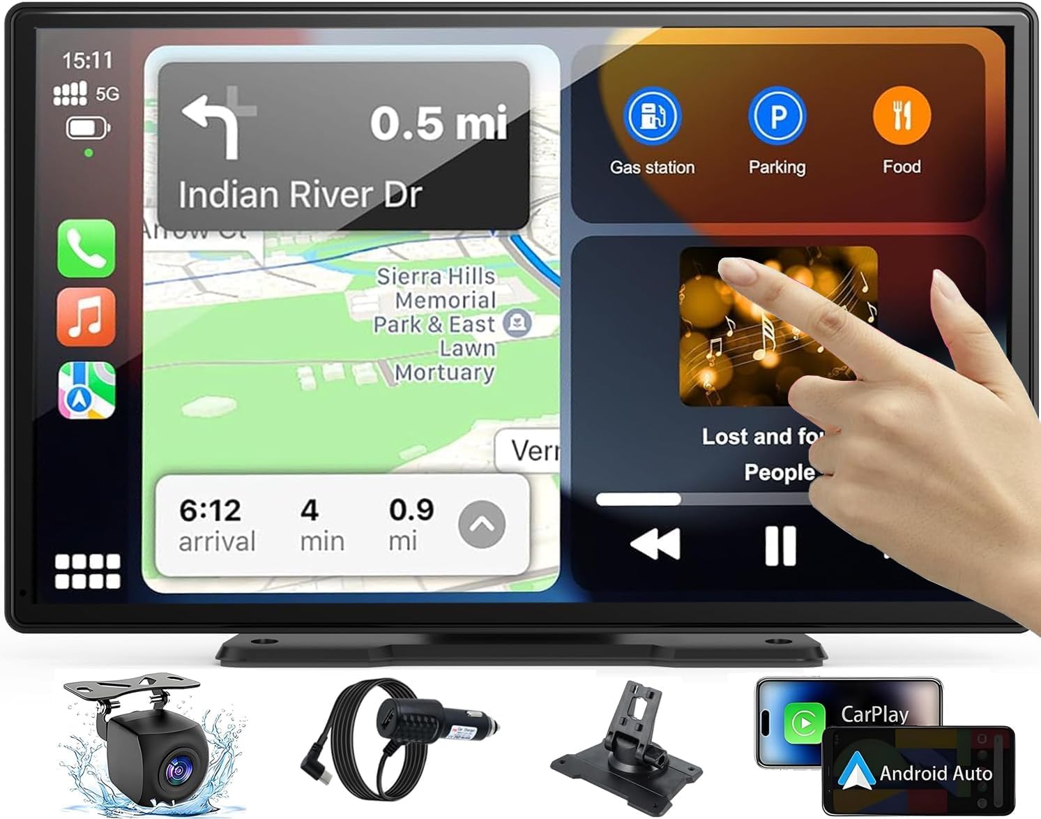 Amazon.com: Portable Apple Carplay Screen for Car,9 Inch Wireless Car ...