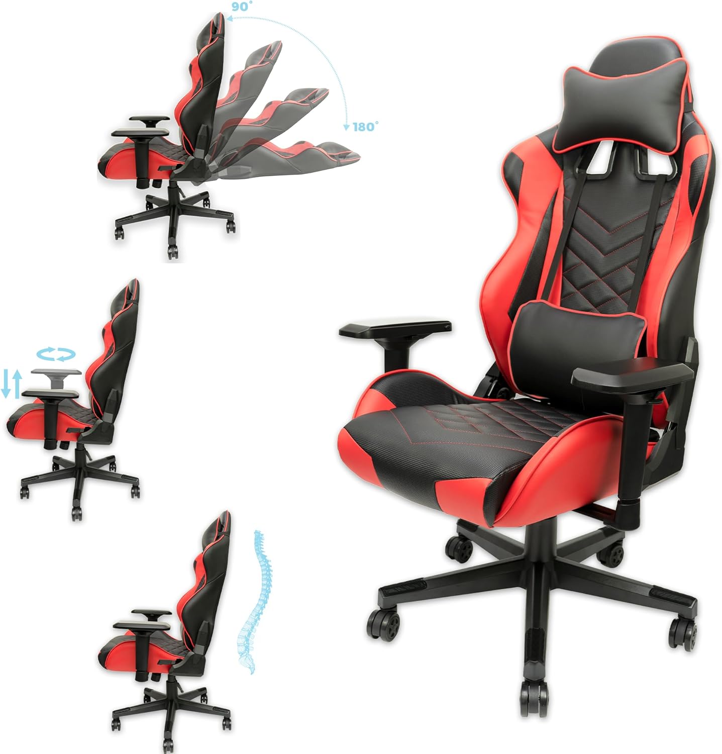 Gaming Chair - Adjustable Video Game Chairs with PU Leather, Computer ...